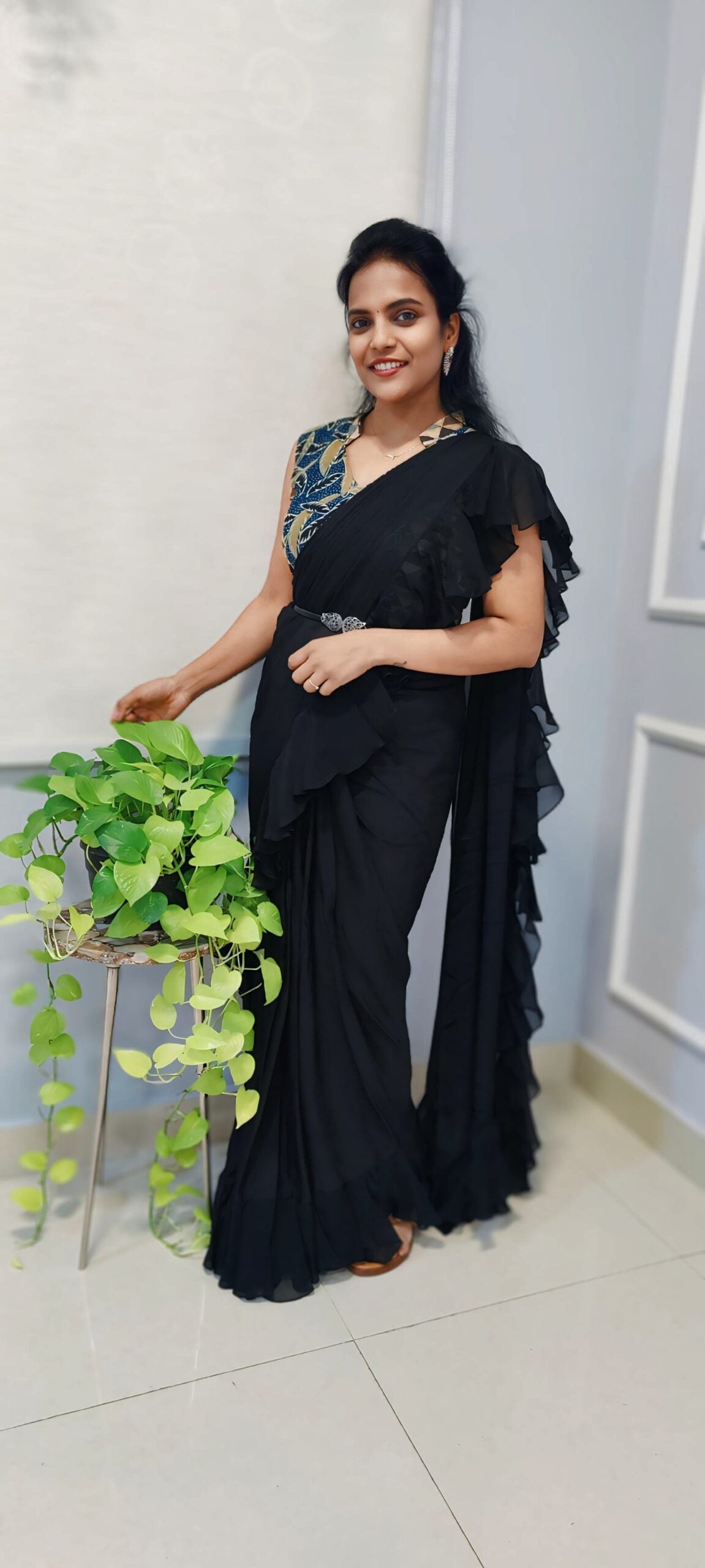RF4-Ruffle Saree – Akruti Collections